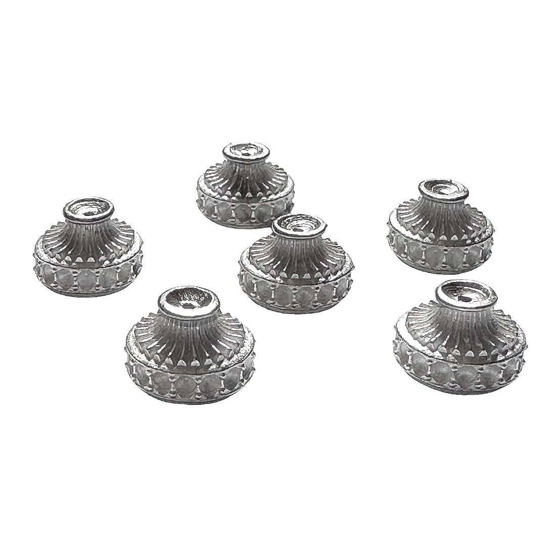 Set of 6 Raw Pewter Bead Caps, Stone Settings, Fancy Cast Pewter, 12 X ...