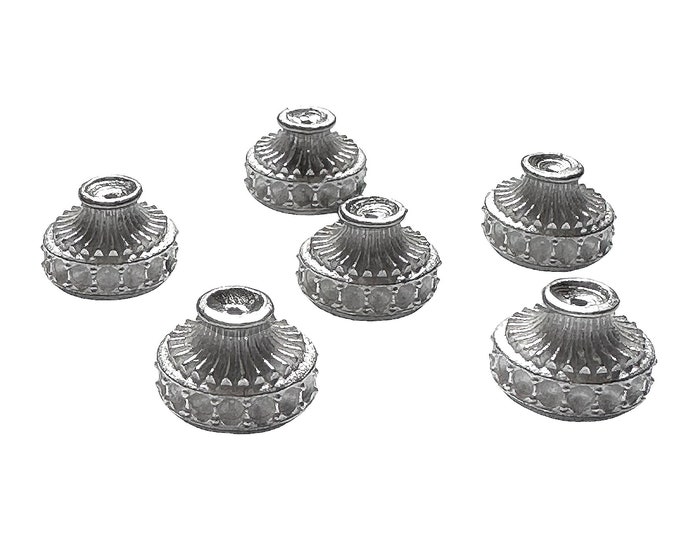 Set of 6 Raw Pewter Bead Caps, Stone Settings, Fancy Cast Pewter, 12 X ...