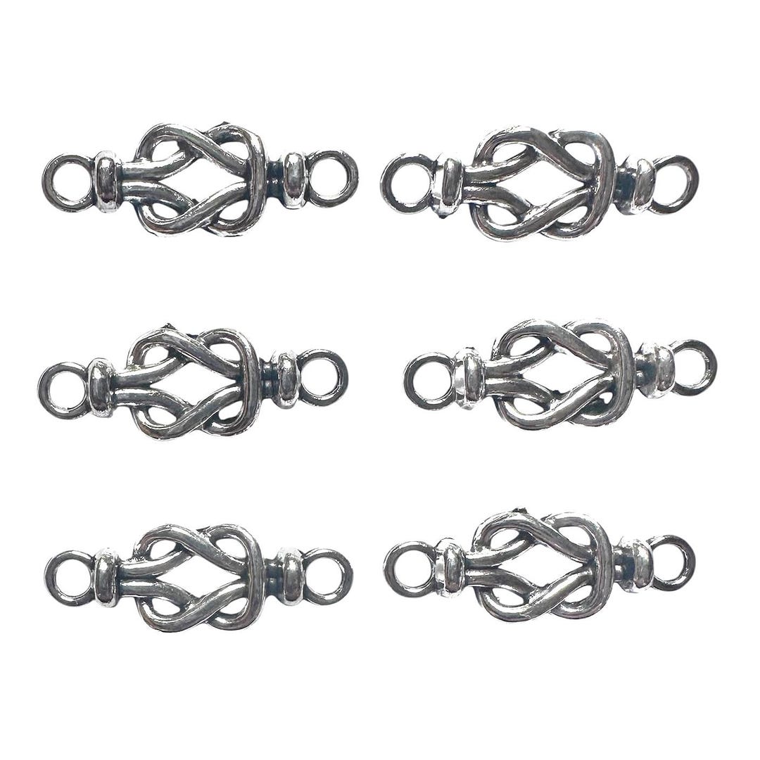 Twisted Knot Design Bar Connectors, Silver Tone, Set of 6 Pieces ...