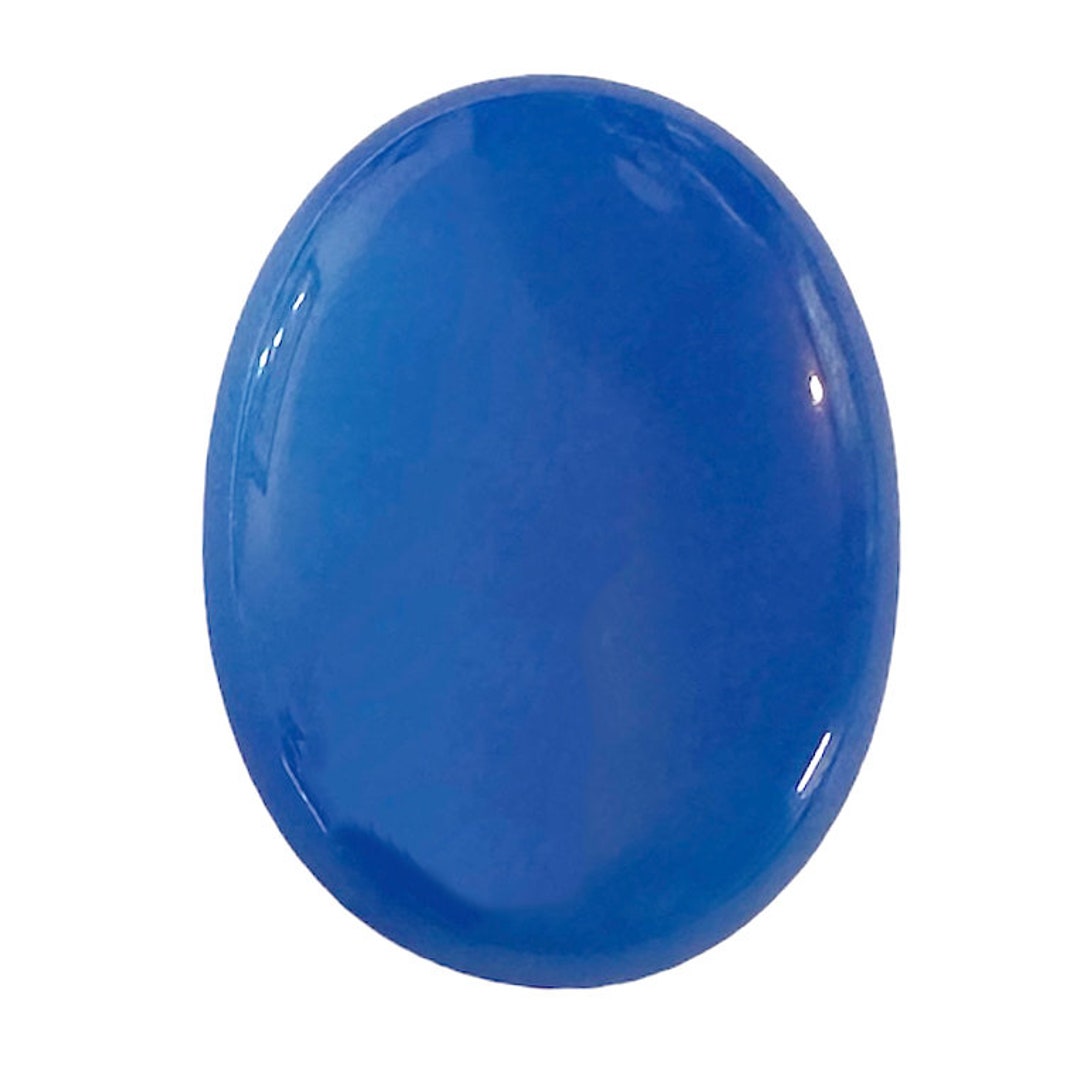 Dyed Jade Cabochon, Azure Blue, Semi Precious, 40 X 30mm, Smooth Stone ...