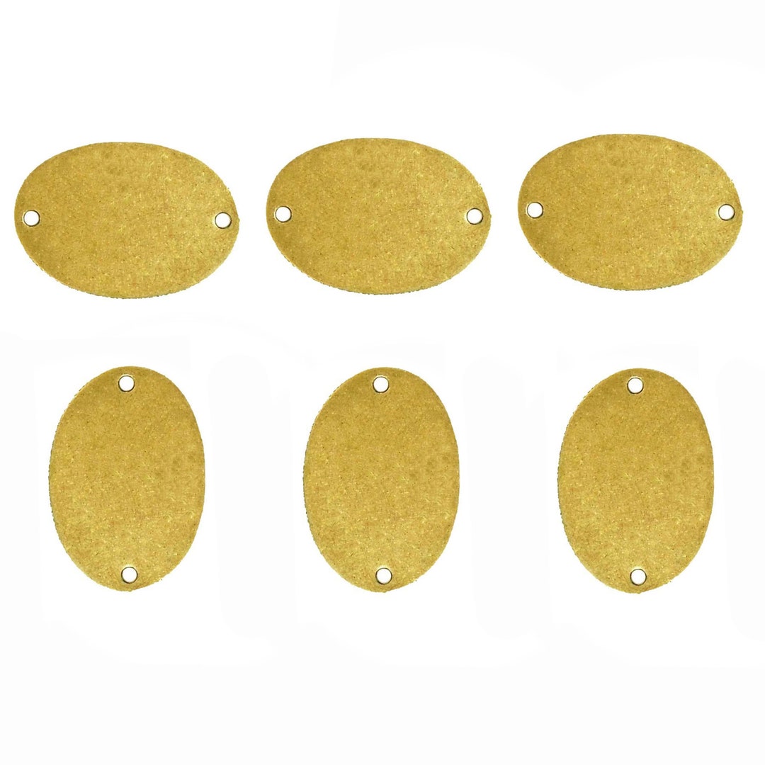 Brass Bases, Oval Connectors, Assemblage Blanks, 6 Pieces, Raw Unplated ...