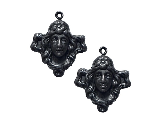 Lady Face Stamping, Goddess Stamping, Windblown Woman, Floral Headdress ...