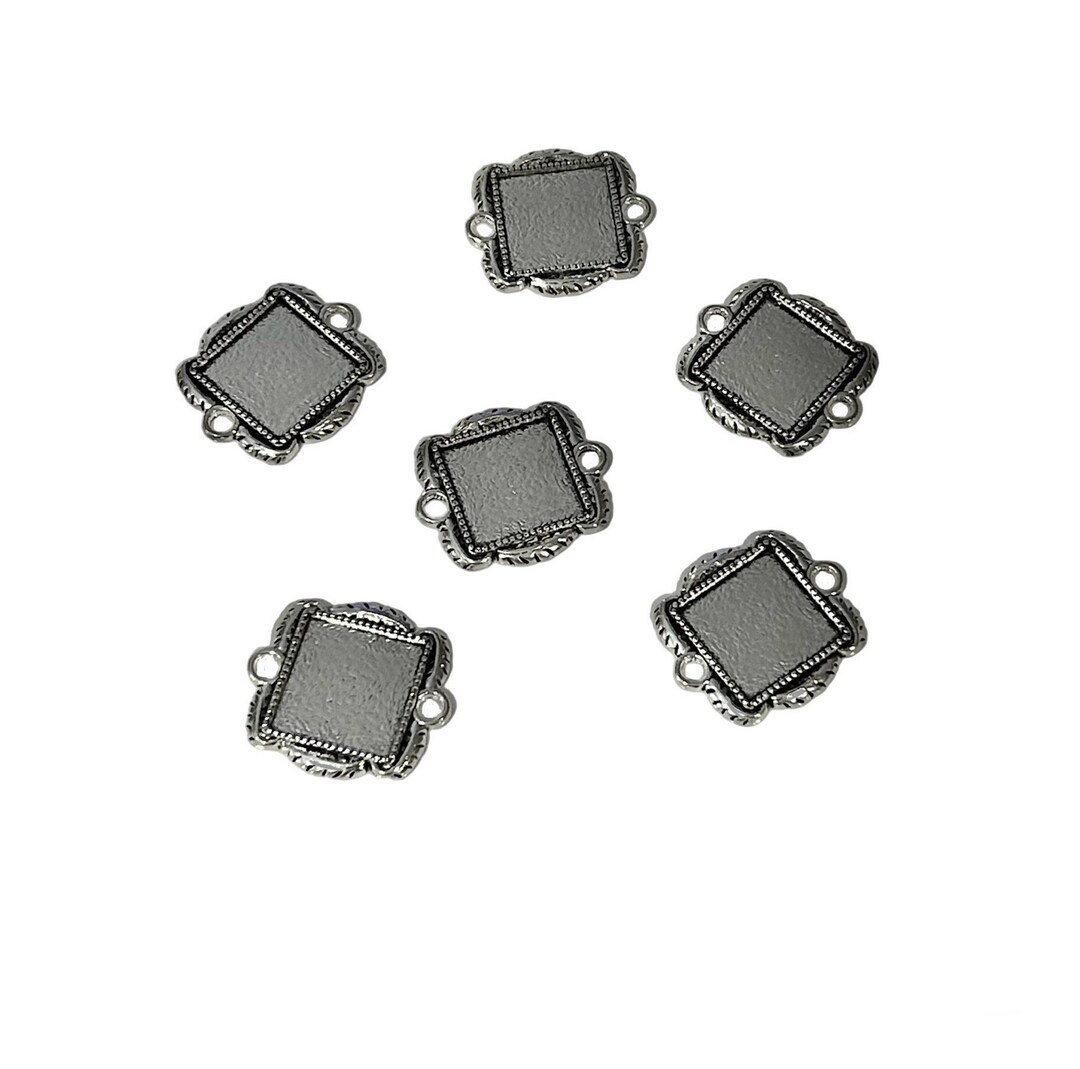 Connector Mount, Square Mount, Frame Style, Antique Silver Tone, 15mm ...