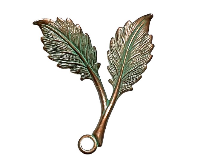 Brass Leaf Sprig, Accent Leaves, Aqua Copper Patina, Left Facing, US ...