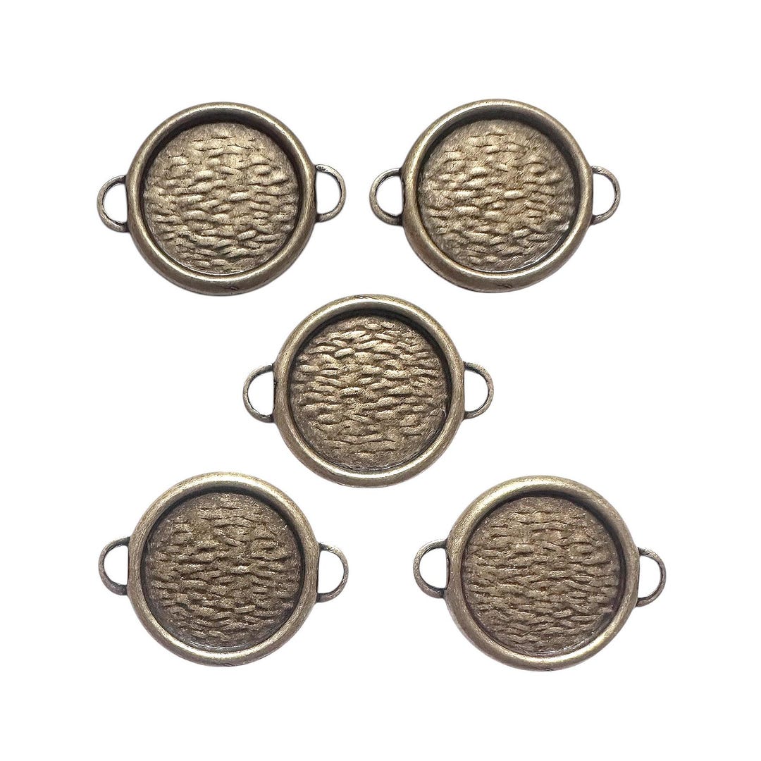 Set of 5 Brass Ox Round Mount Connectors, 18mm Bezel Bracelet ...