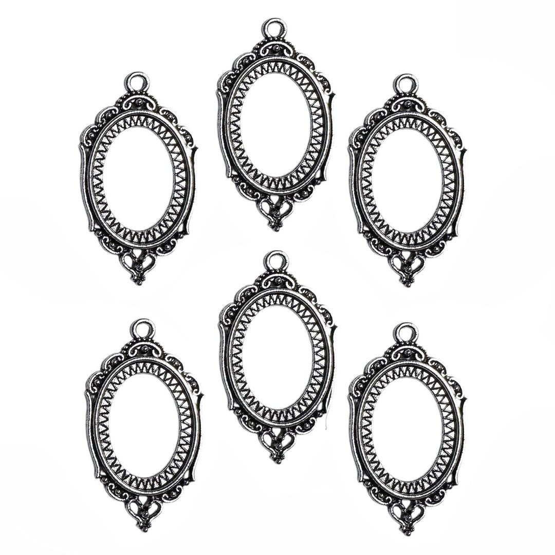 Set of 6 Victorian Style Backless Pendant Mounts, Frame Border, Antique ...