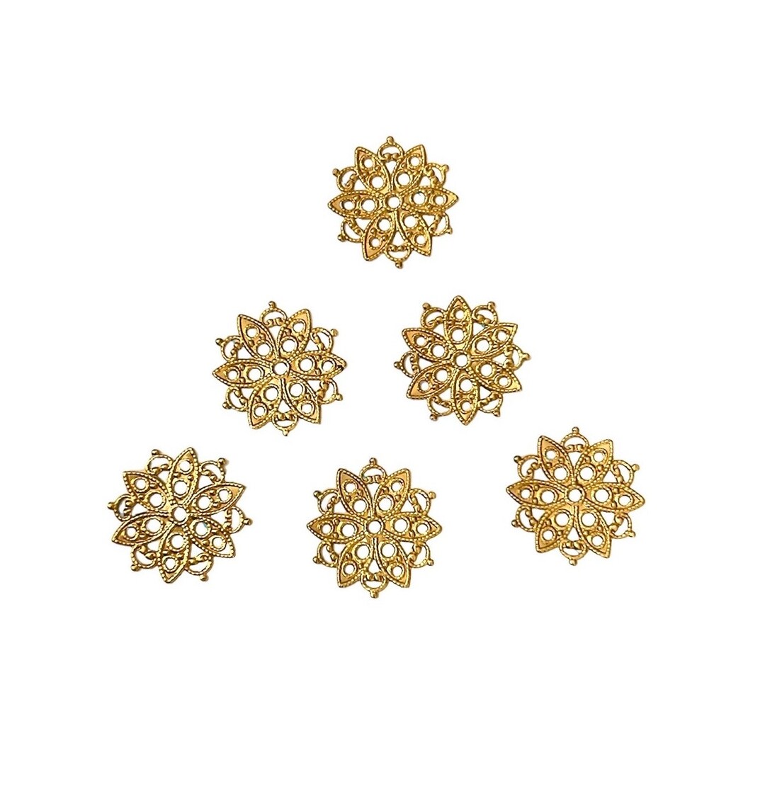 Brass Flower Pinwheel, Brass Filigree, Unplated, Raw Brass, Pierced ...