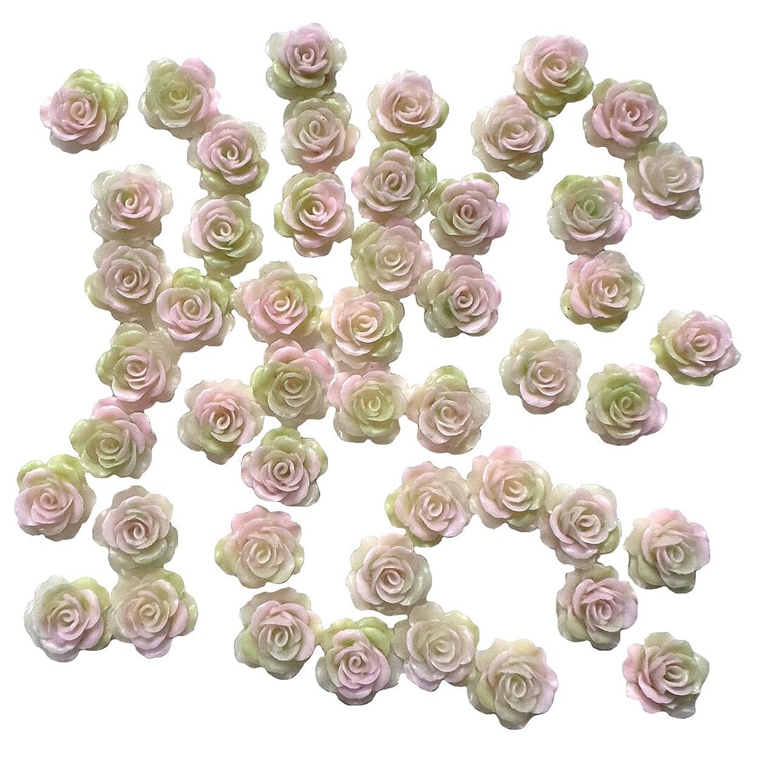 Glow in the Dark Acrylic Roses, Soft Pink and Green, Beading Supplies ...