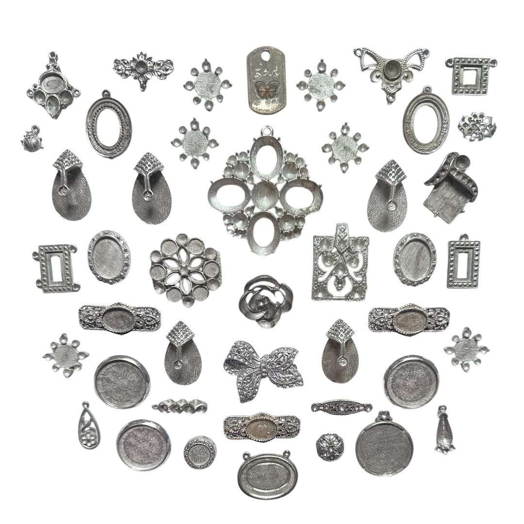 Assorted Cast Pewter, Over 30 Pieces, Unplated Raw Pewter, B'sue by ...