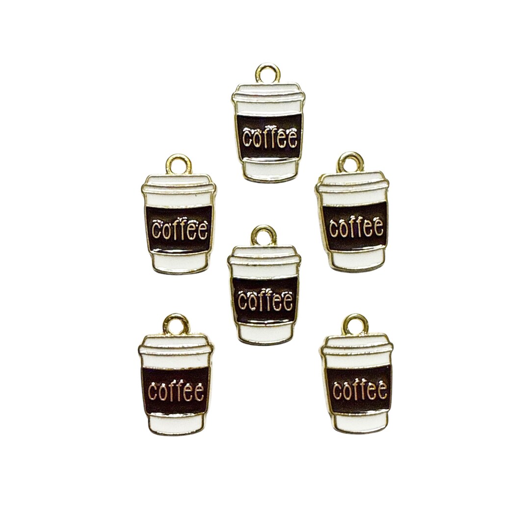 Gold Coffee Cup Charms, 6 Pieces, Gold Tone, Coffee Lover Charms, Cute ...