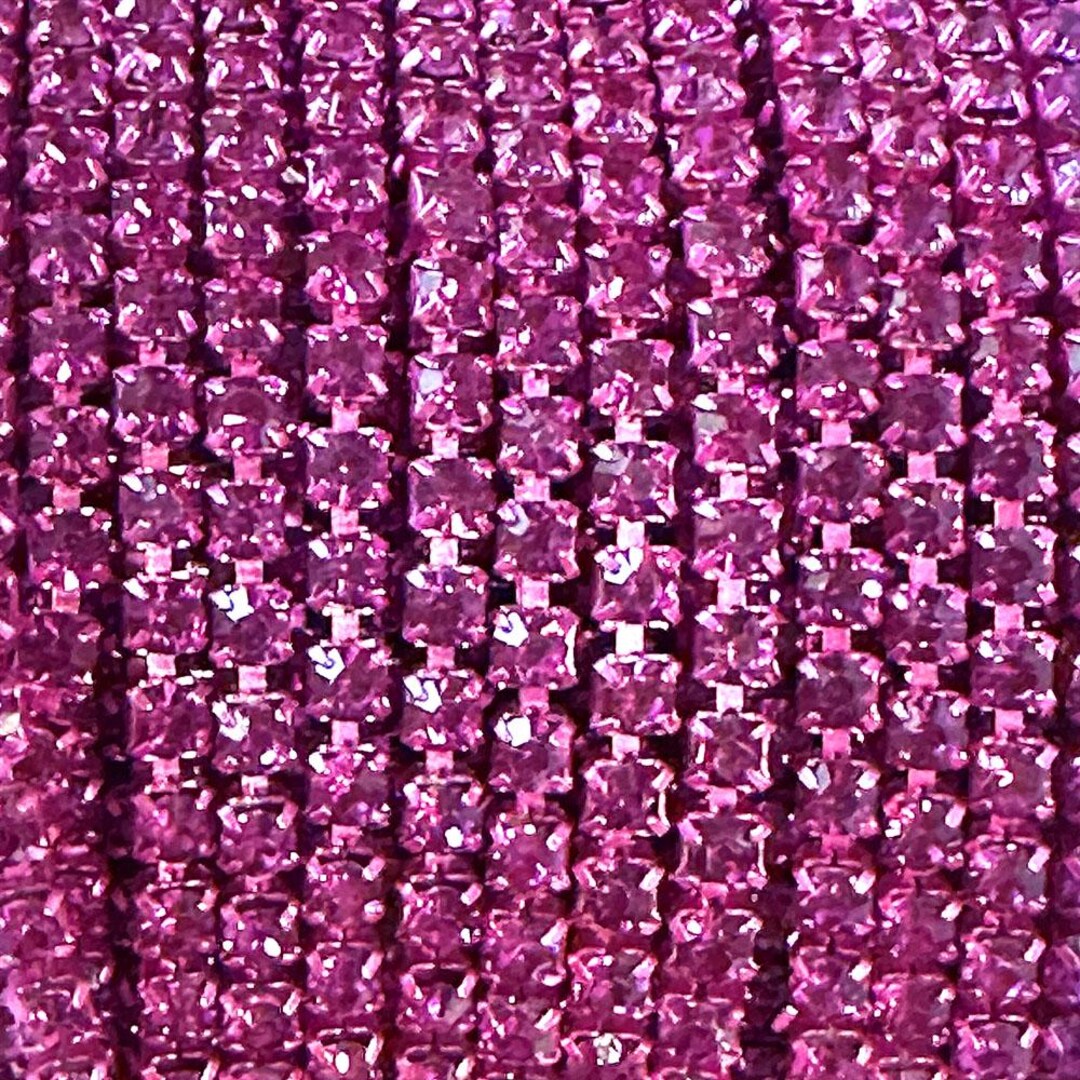 Hot Fuchsia Pink Crystal Rhinestone Cup Chain, Pink Plated Setting, 2 ...