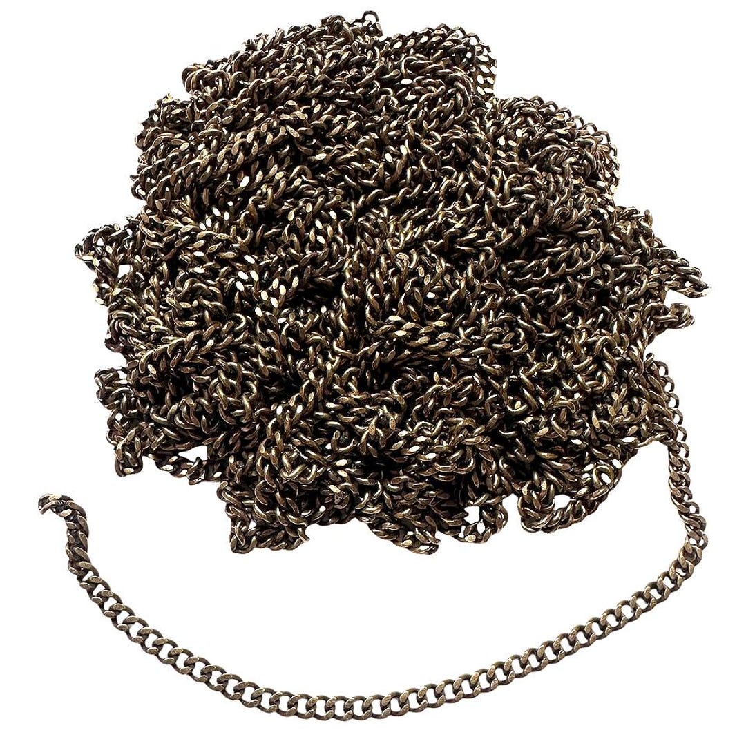 Brass Ox Curb Chain, Over 21 Feet, Antique Brass, Fancy Curb Chain, B ...