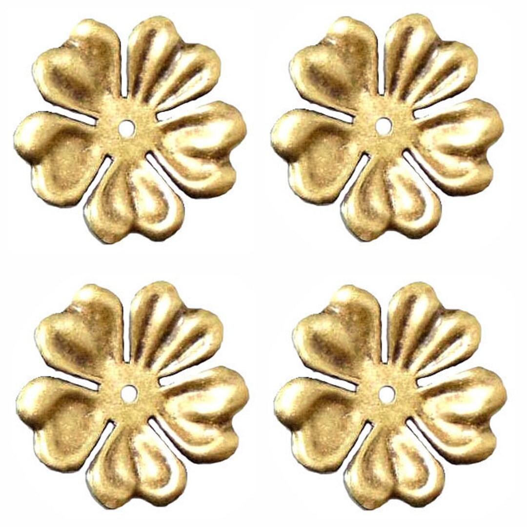 Brass Flower Stampings, Rivetable Flower Bases, 4 Pieces, Brass Ox ...
