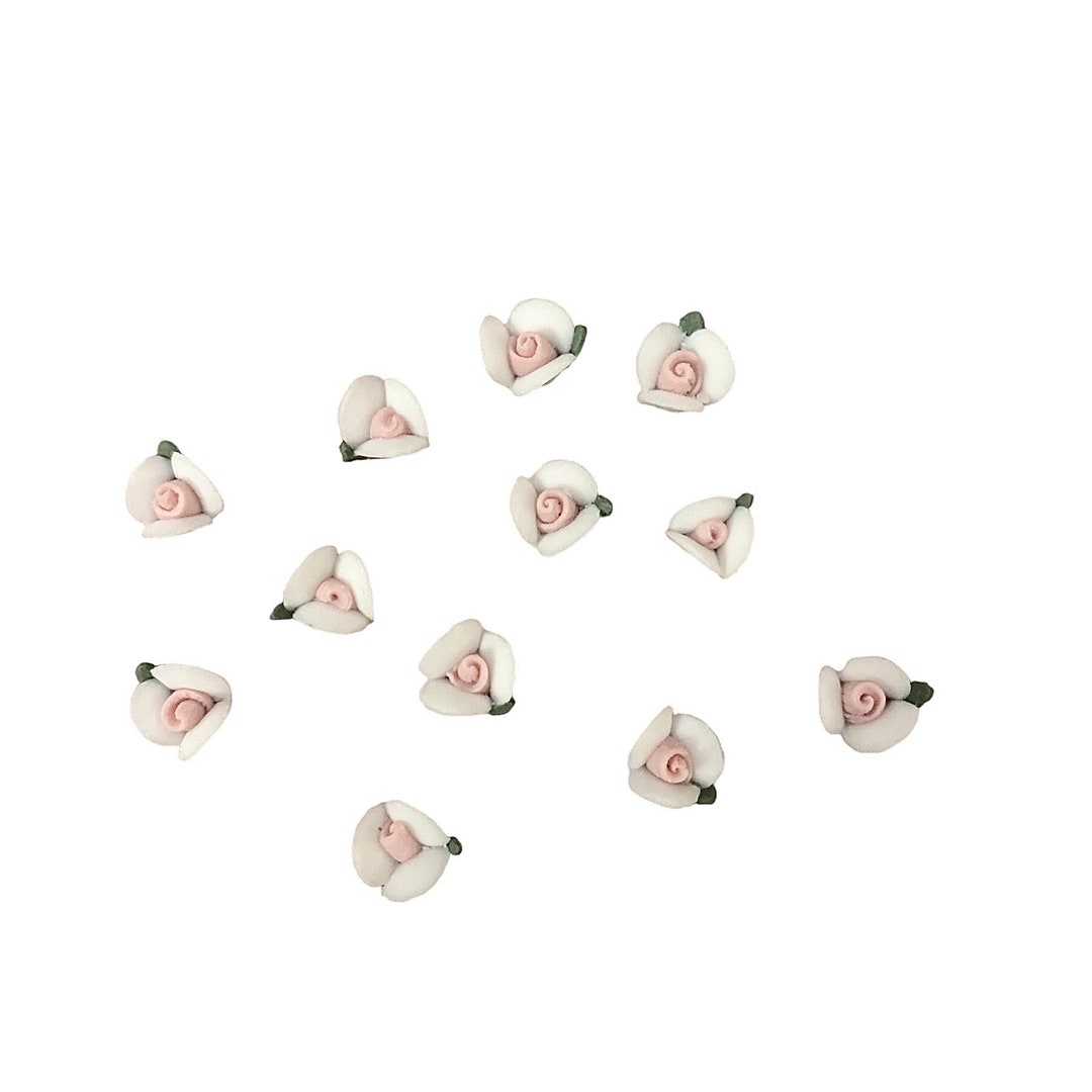 Ceramic Bisque Roses, 12 Pieces, Handmade, Flat Back Flowers, White ...