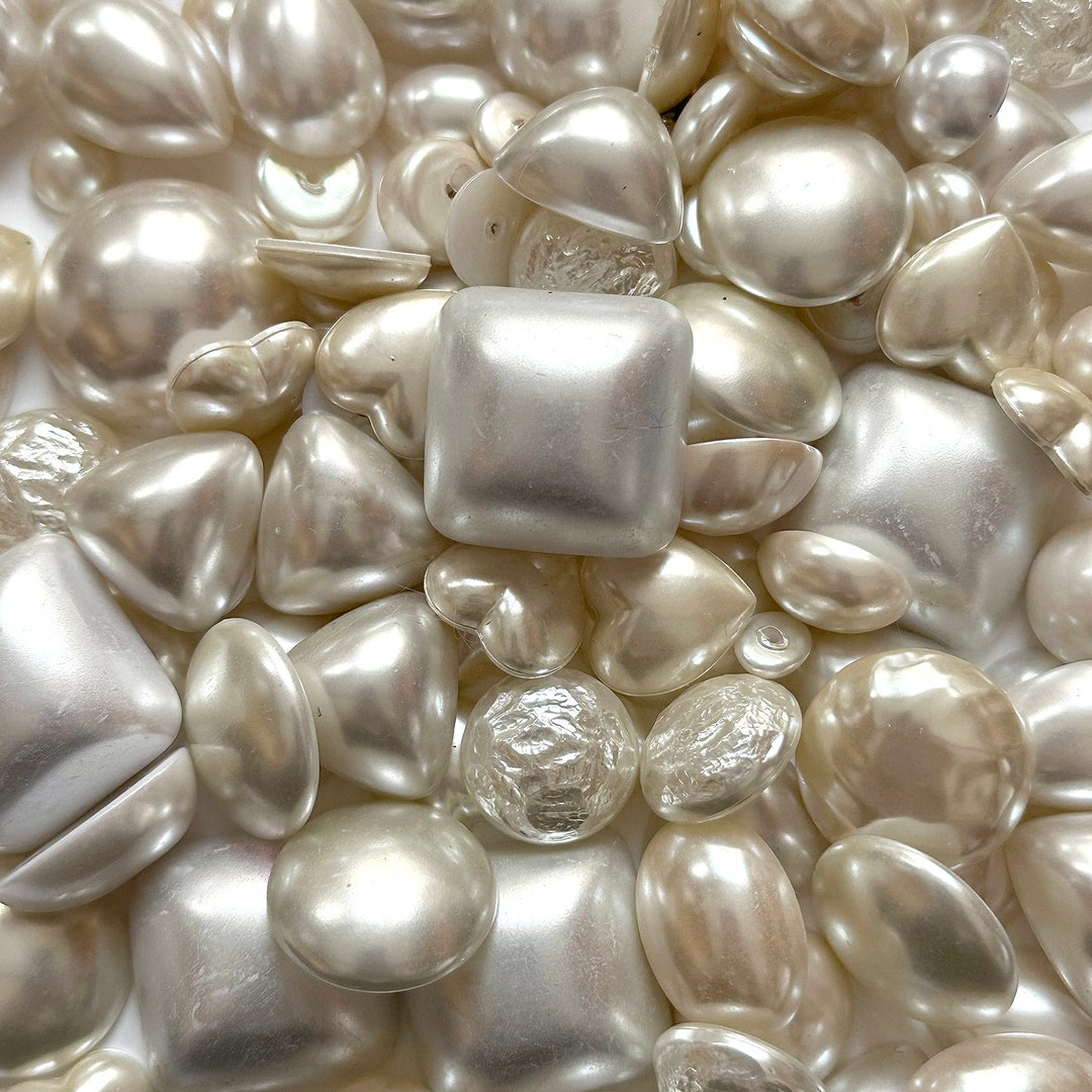 Vintage Assorted Pearl Cabochons, Over 8 Ounces, Mod Cultura Pearls, 60 ...