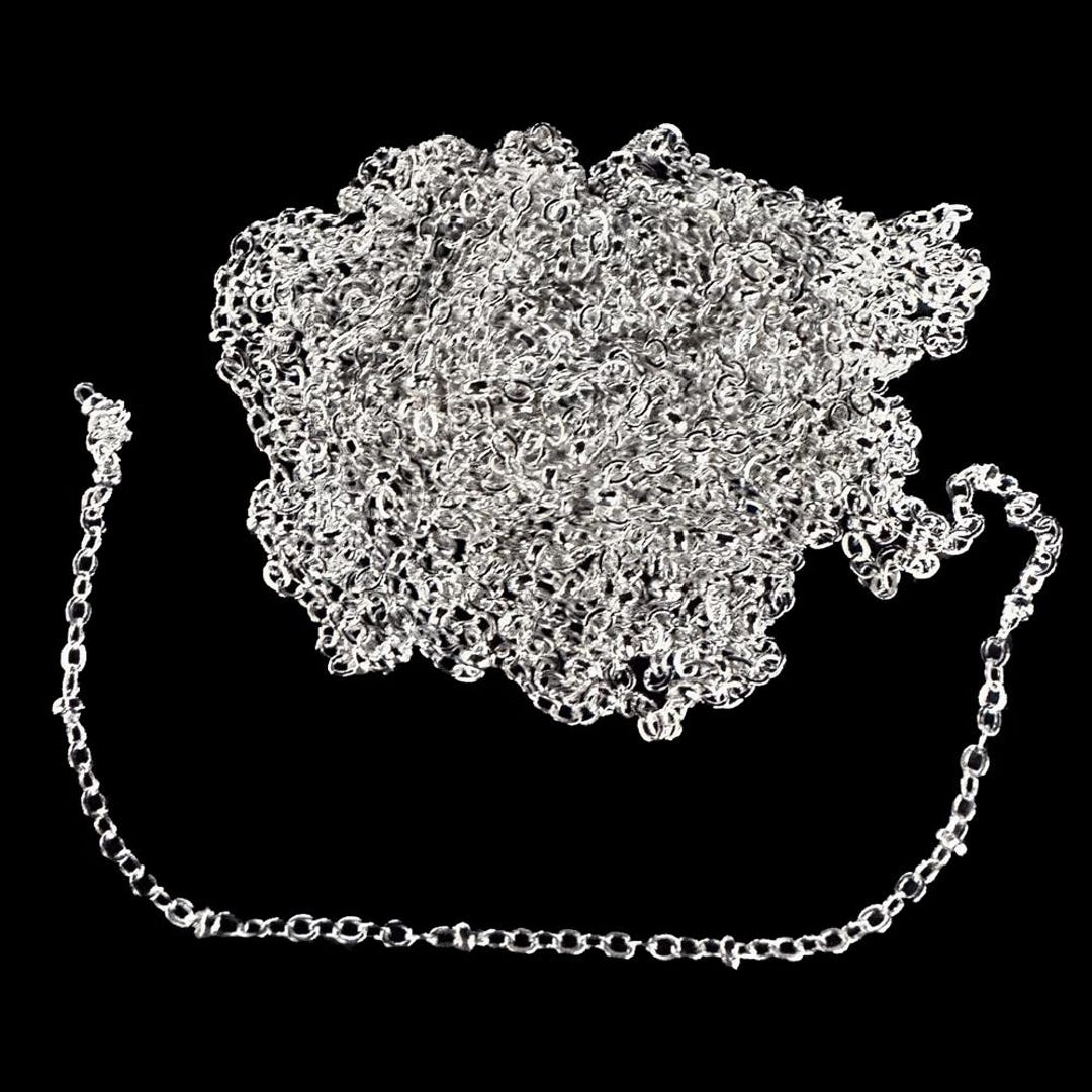Beaded Chain, Metal Beads, Bright Silver Plate, 1mm Links, Jewelry ...
