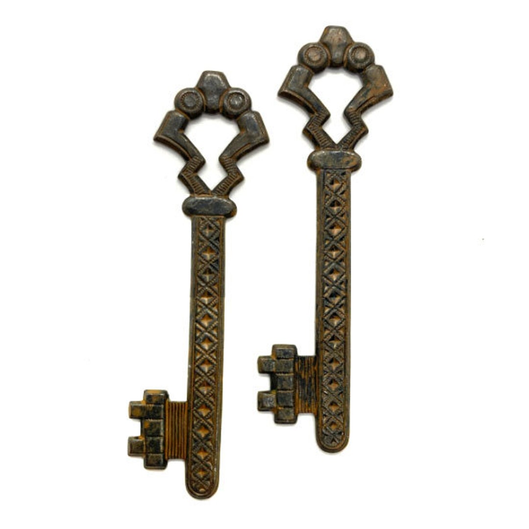 Brass Key Pendants, 2 Piece, Key Jewelry, Jewelry Making, Rusty Black ...