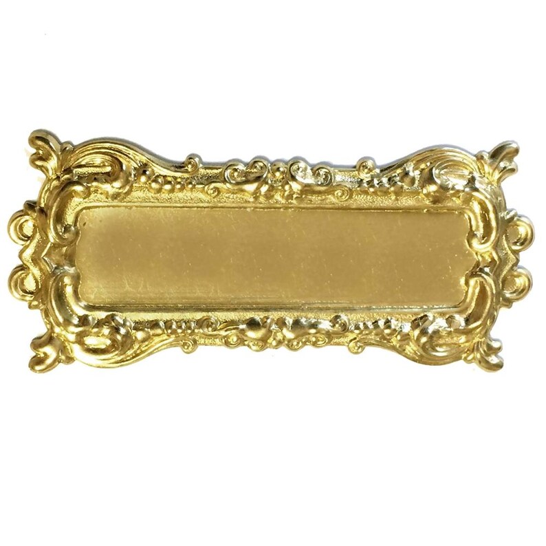 Oblong Closed Rectangular Frame, Plaque Stamping, Raw Unplated Brass, B ...