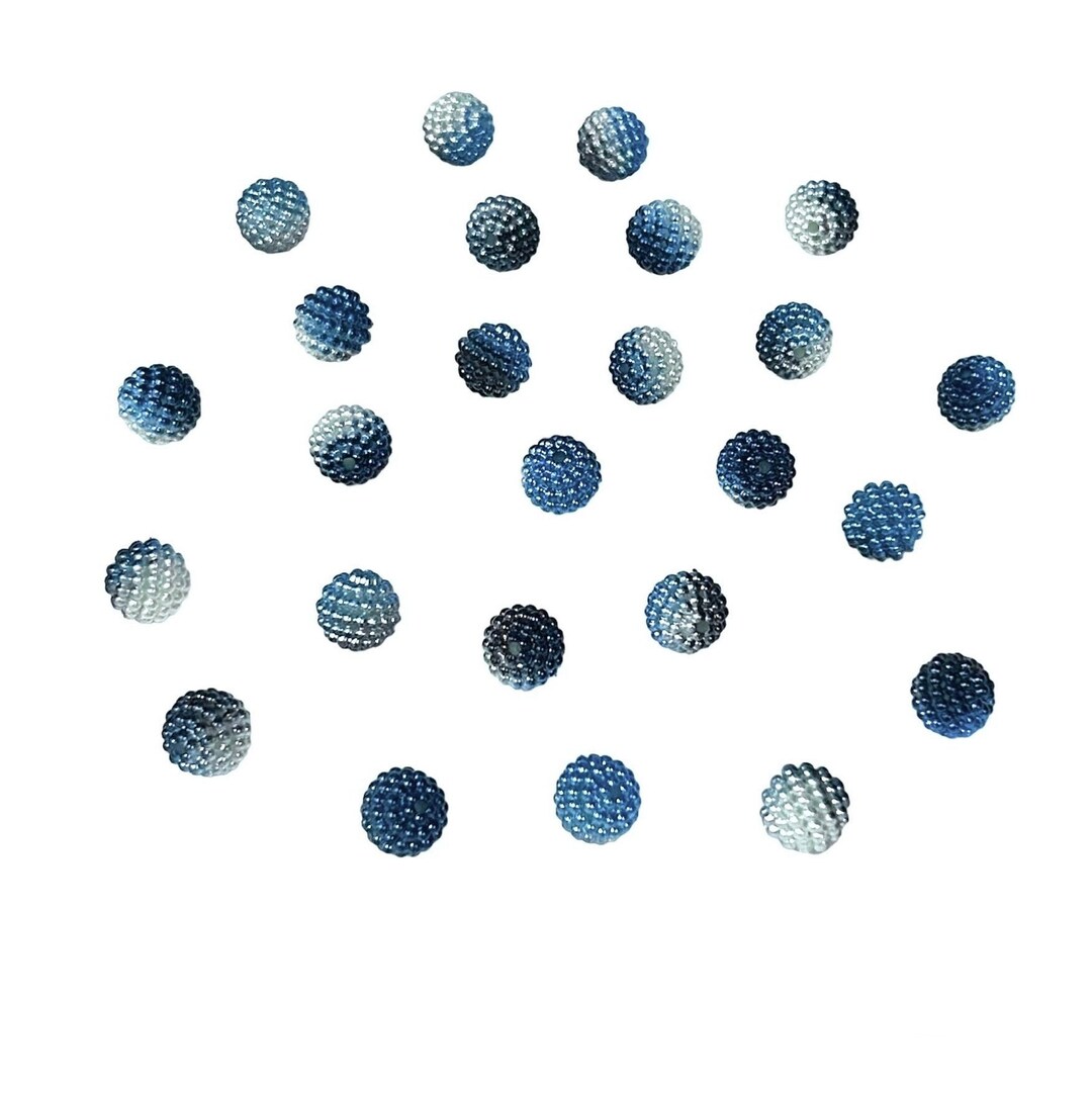 Two-tone Berry Beads, Blue Shades, Tie Dye Beads, Ombre, 10mm, Textured ...
