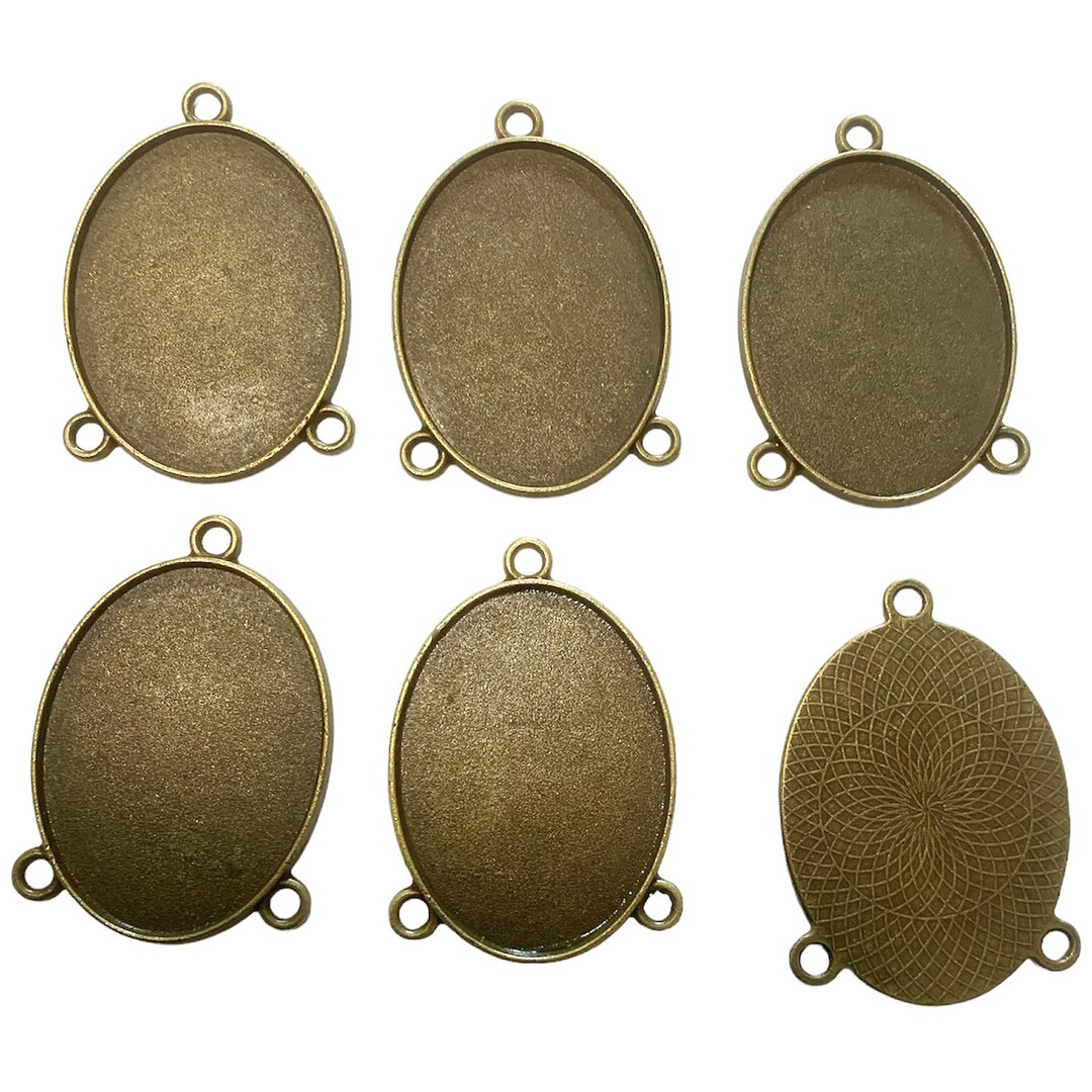 Oval Bezel Mounts, Antique Brass, Six Pieces, 42 X 32mm, Item04572 - Etsy