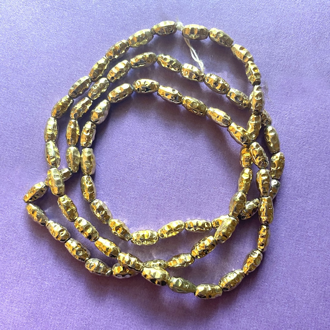 Acrylic Potato Beads, 70+ Pieces, Dimpled Texture, Gold Tone, Temp ...