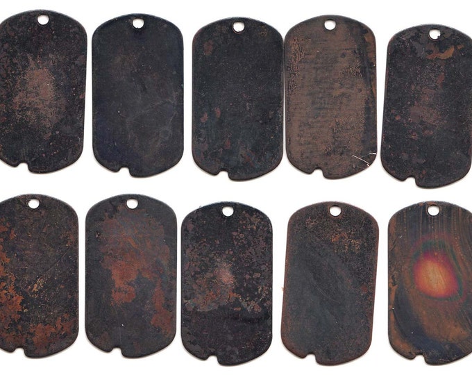 Rusty Black Heavy Dog Tag Blanks, 10 Pieces, 28x51mm, Drilled, B'sue ...