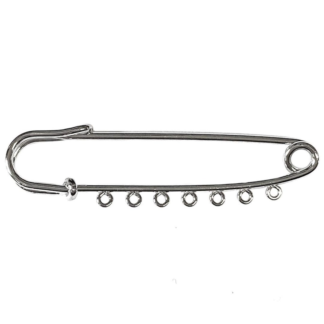 Safety Pin With 7 Holes, Silver Plated, Safety Pin, Pin With Loops, 15 ...