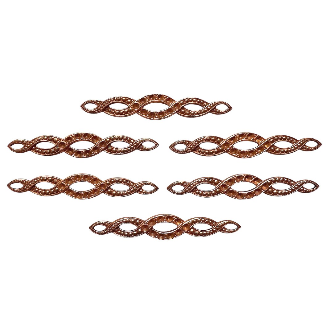 Vintage French Brass Bracelet Bars, Copper Patina Brass, 6 Pieces ...