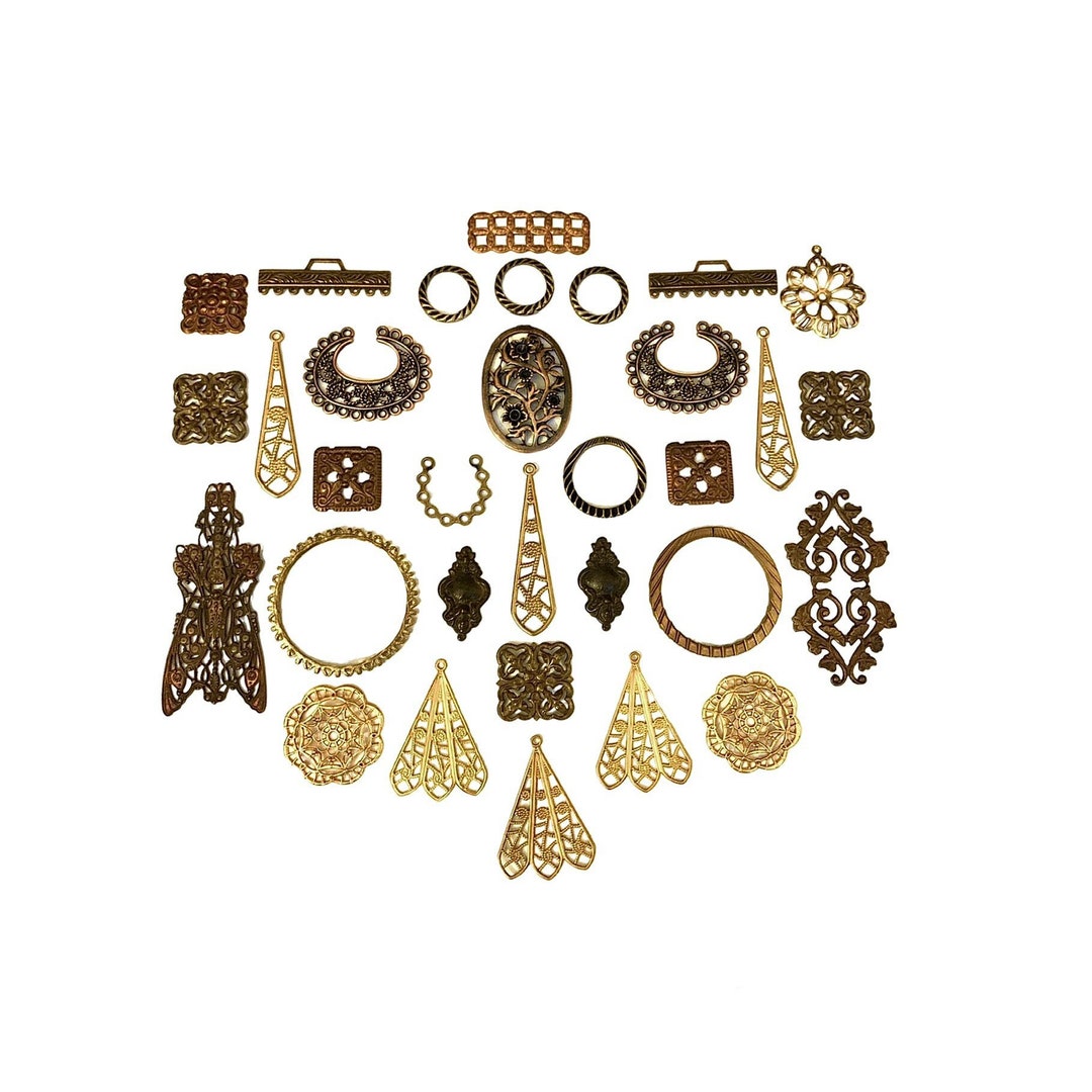 Assorted Jewelry Parts and Filigree Stampings 25 Pieces - Etsy