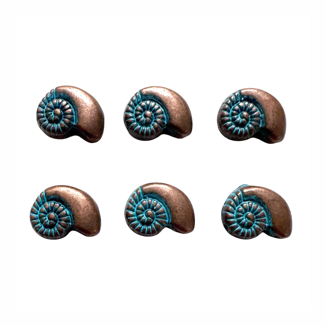 Brass Sea Shell or Snail Shell Beads, Drilled Top to Bottom, Aqua Blue ...