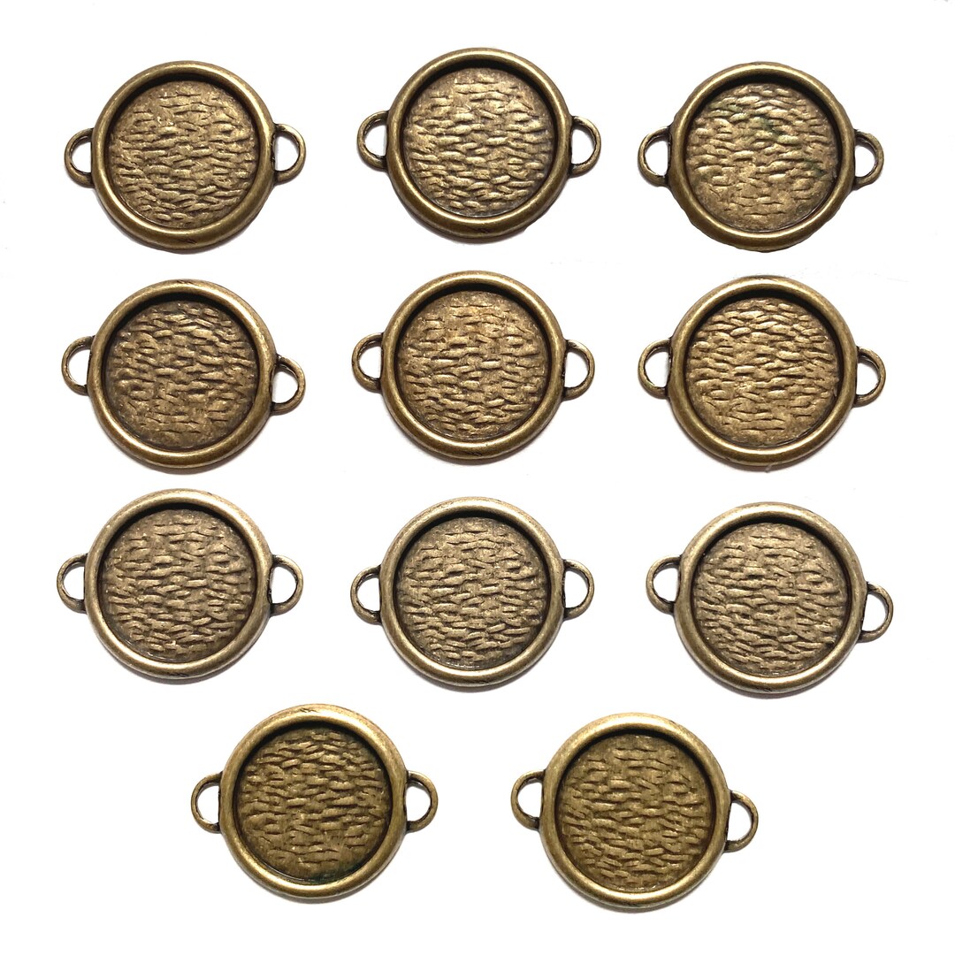 Round Bezel Connectors, Set of 11 Pieces, Brass Ox, 18mm Bezels ...
