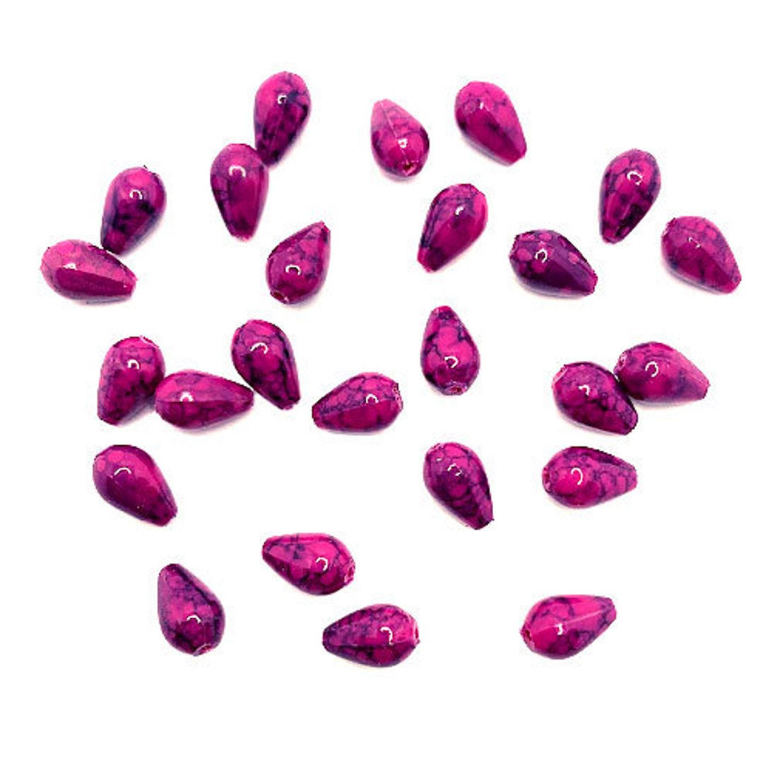 Vintage Teardrop Acrylic Beads, 25 Piece, Drilled Top to Bottom ...