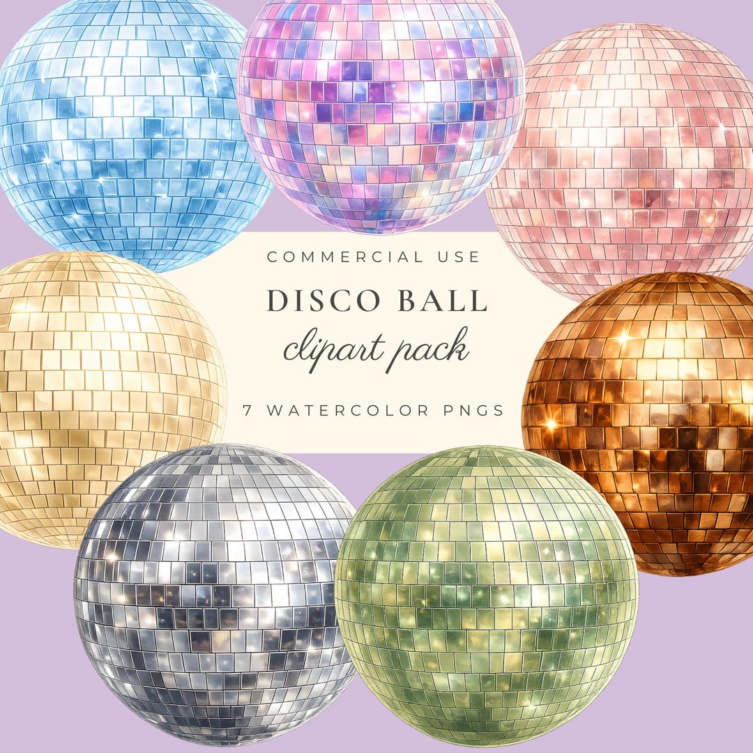 Disco Ball Clipart PNG Bundle, Retro Disco Ball Decorations, Party ...