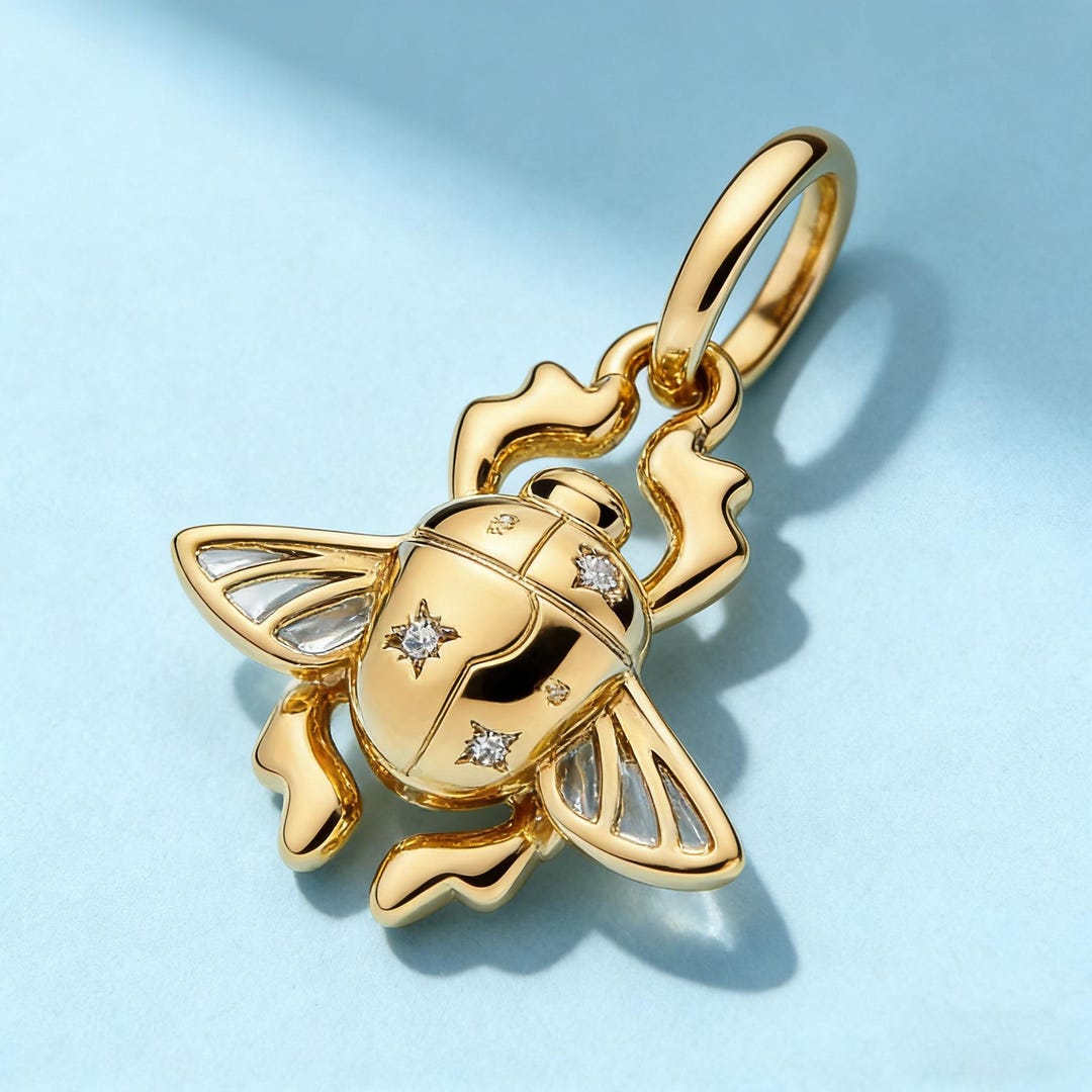 Dainty Gold Scarab Bead, Gold Tone Dangle Design, Protection Meaning ...