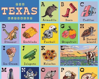 Texas Alphabet Poster - Etsy