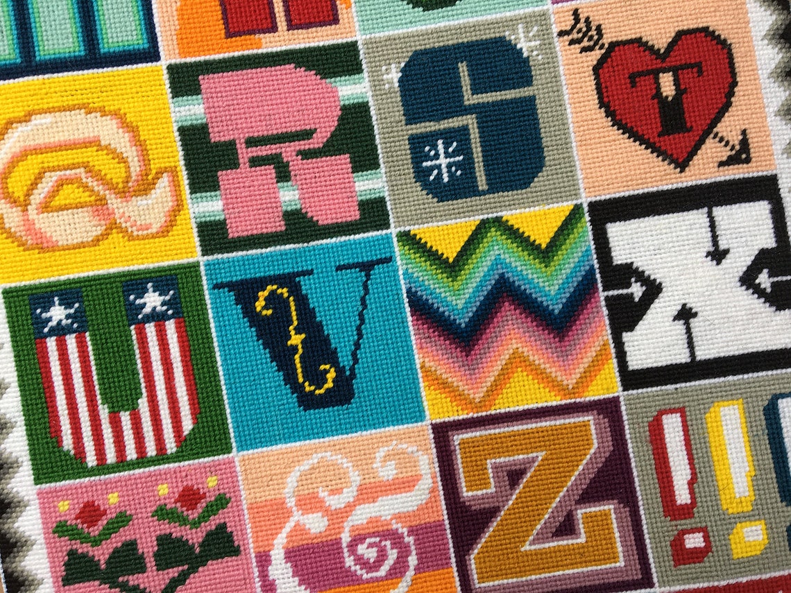 Typo-Graphic Alphabet Needlepoint Cross Stitch Pattern | Etsy