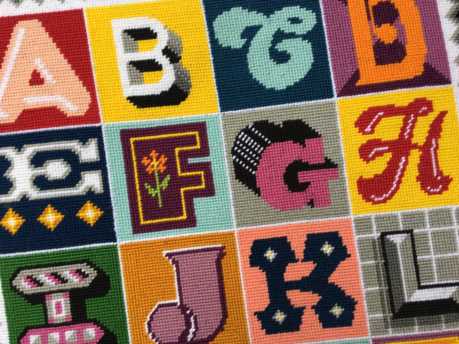 Typo-graphic Alphabet Needlepoint Cross Stitch Pattern - Etsy