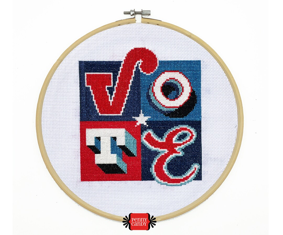 VOTE Cross Stitch Pattern Digital PDF Download Élection - Etsy France