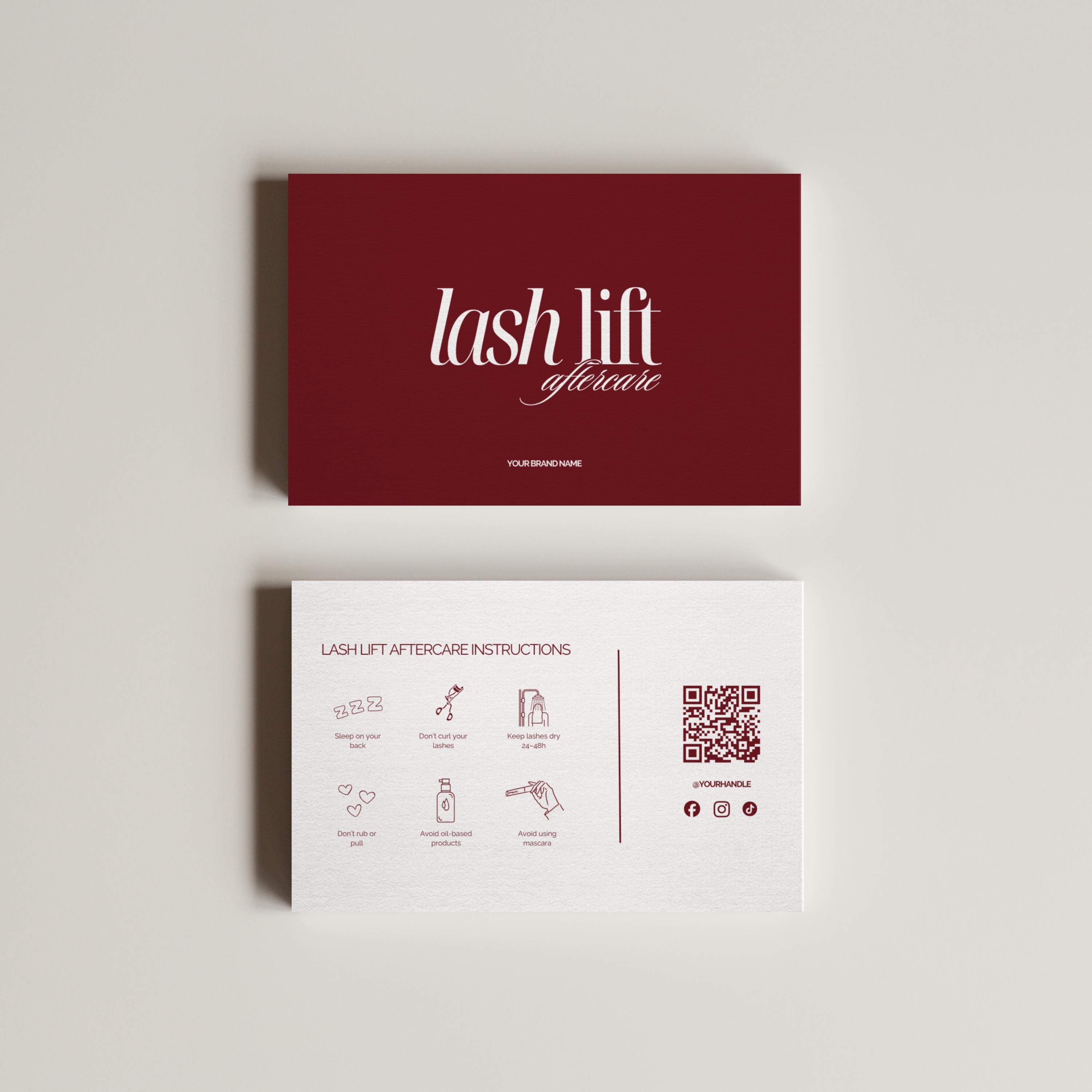 Lash Lift Aftercare Cards | Lash Tech Business Card | Editable on Canva ...