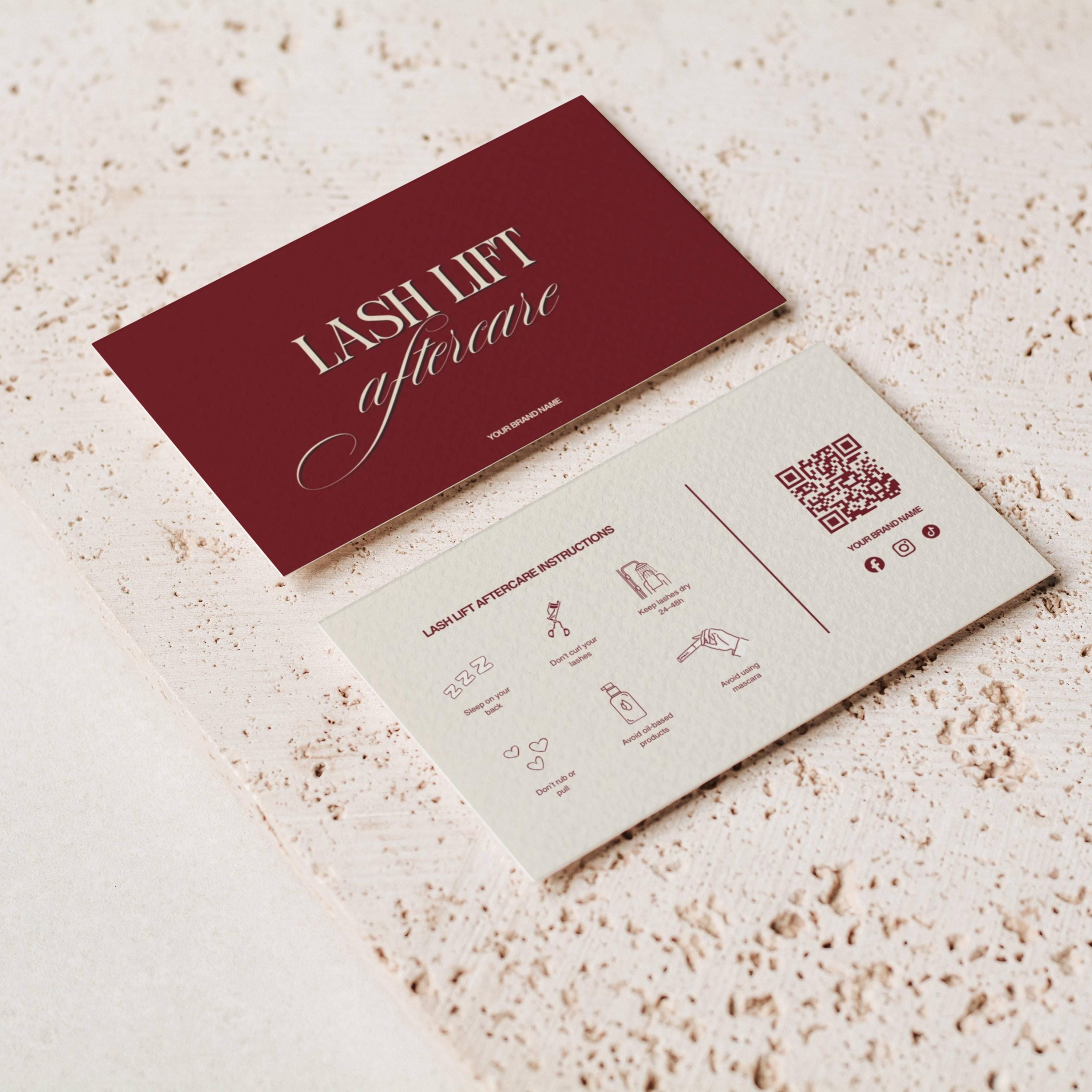 Lash Lift Aftercare Cards | Lash Tech Business Card | Editable on Canva ...