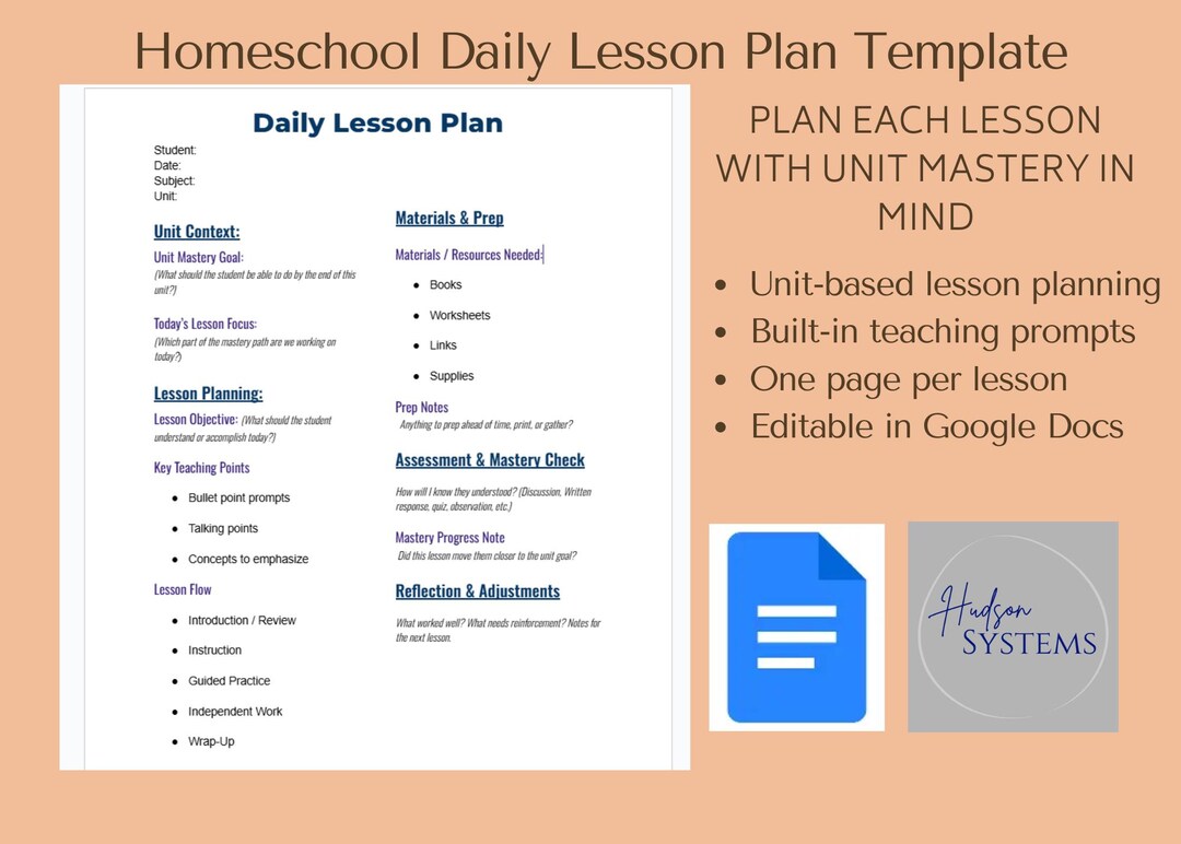 Homeschool Daily Lesson Plan Template - Etsy