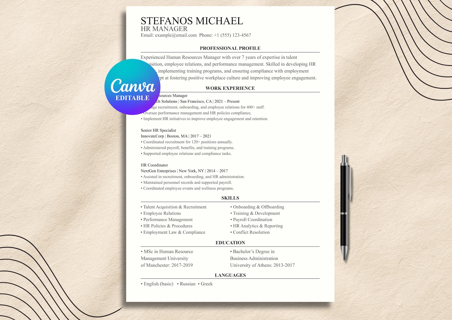 Executive Resume Template Canva | Ats-friendly, Leadership CV - Etsy