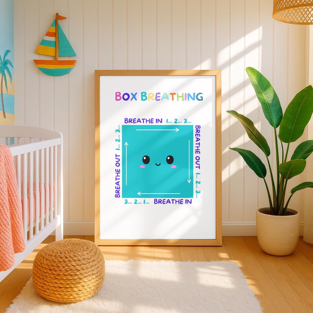 Kids Box Breathing Poster, Calm Down Corner Breathing Chart, Classroom ...