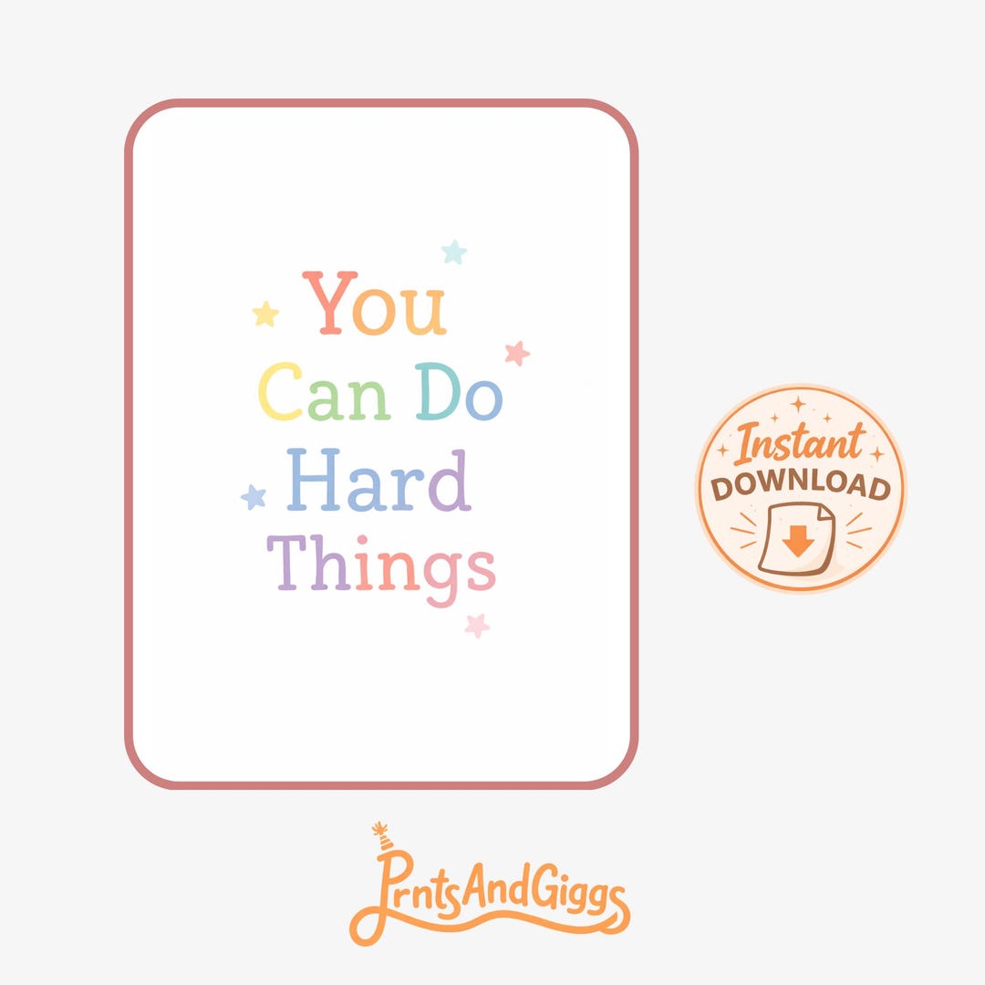 You Can Do Hard Things Poster Playroom Prints, Positive Affirmations ...