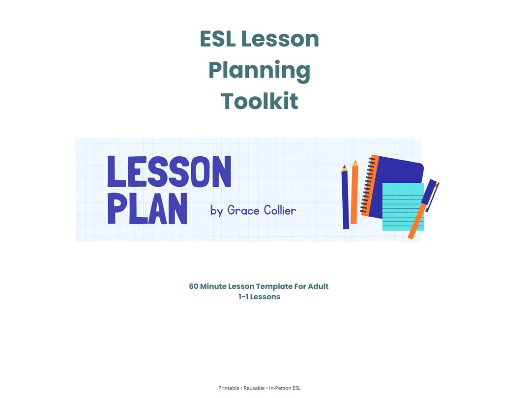 ESL Lesson Plan Template for Adults | 1-to-1 Classes | Printable PDF - Etsy