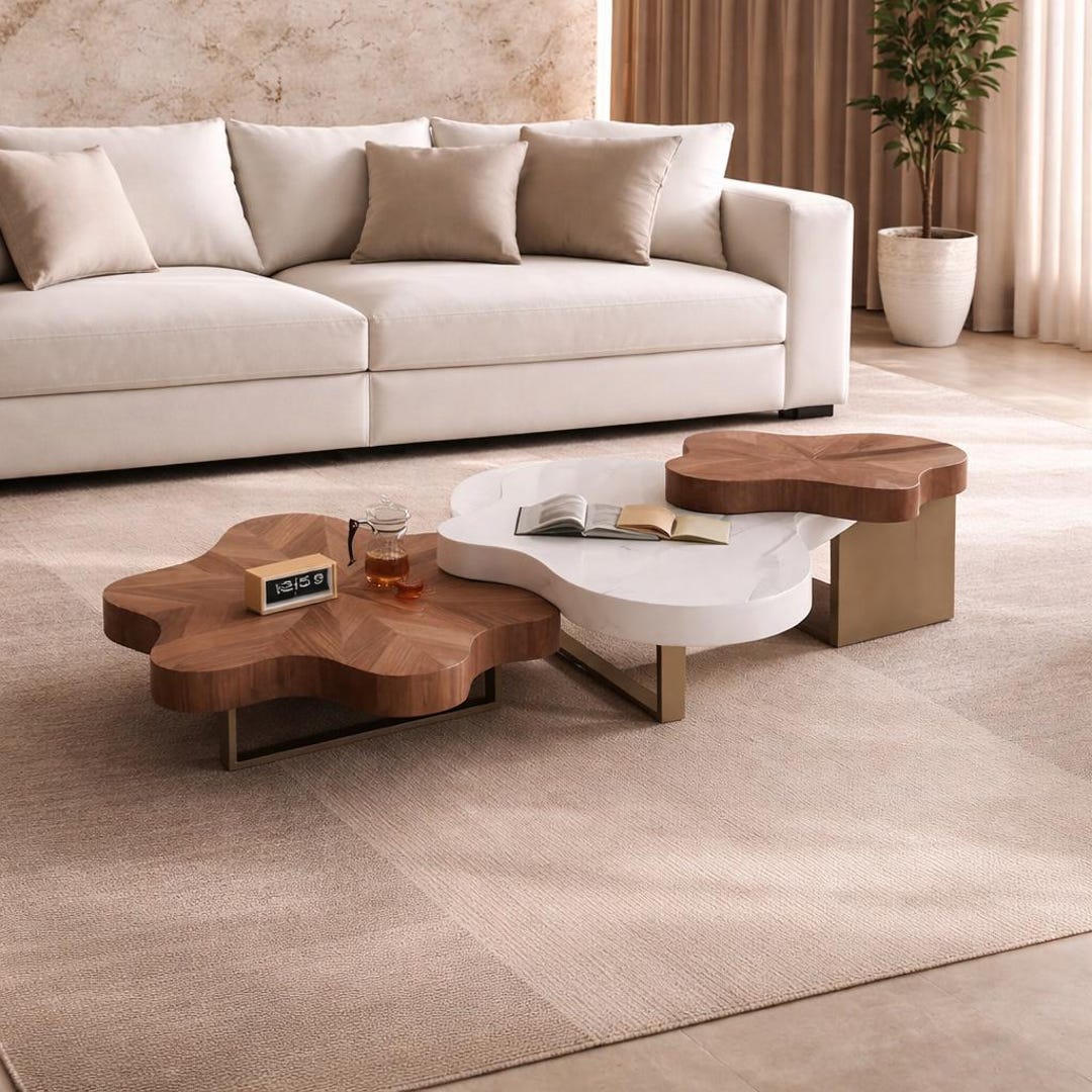 Modern Luxury Cloud-shaped Irregular Coffee Table Set Easy Assembly ...