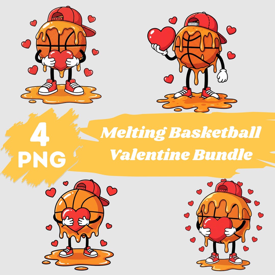 Melting Basketball Valentine PNG | Funny Basketball Love Design ...