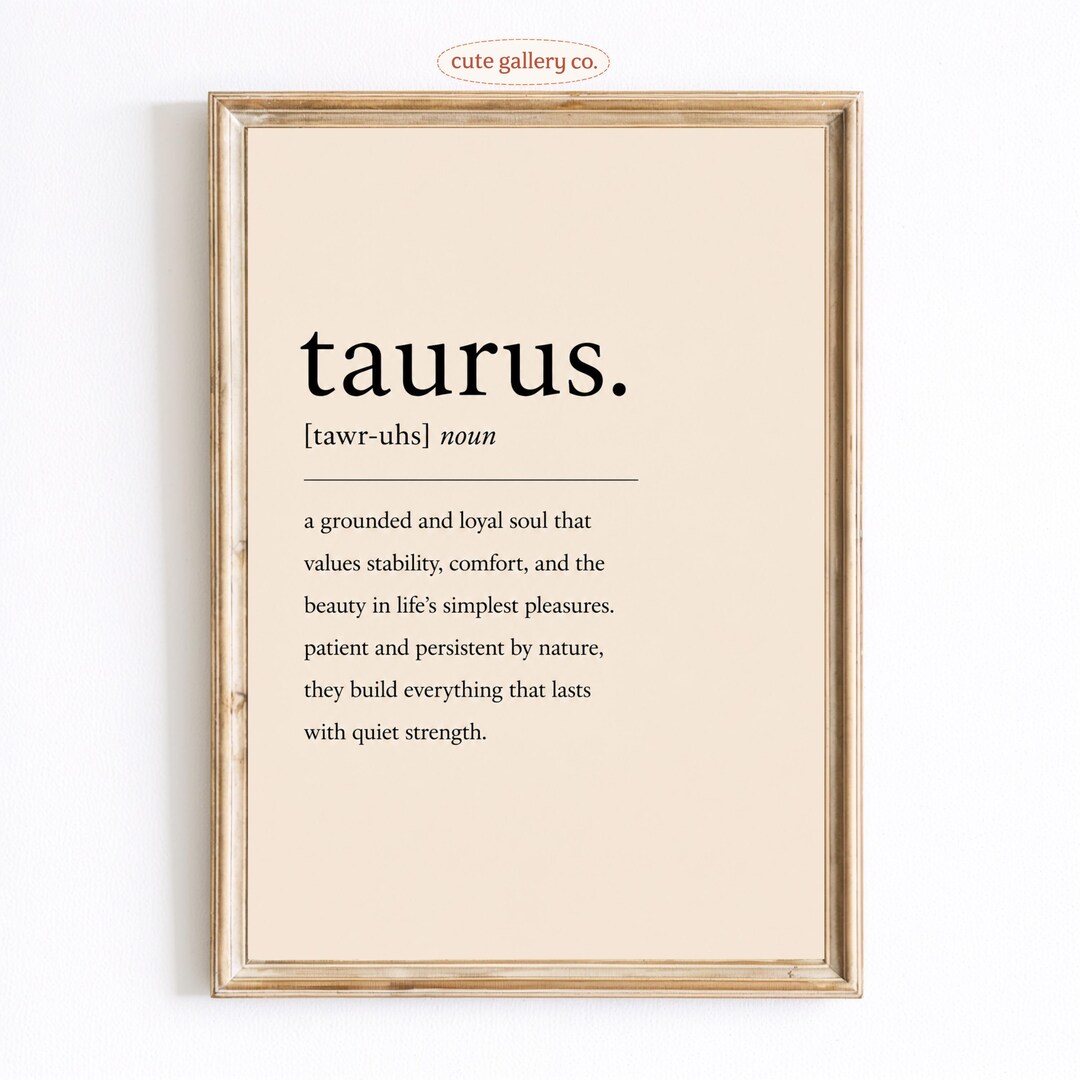 Taurus Definition Print, Minimal Astrology Wall Art, Neutral Horoscope ...