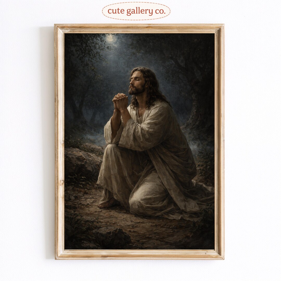 Jesus Praying Poster, Christian Wall Art Print, Religious Faith Decor ...