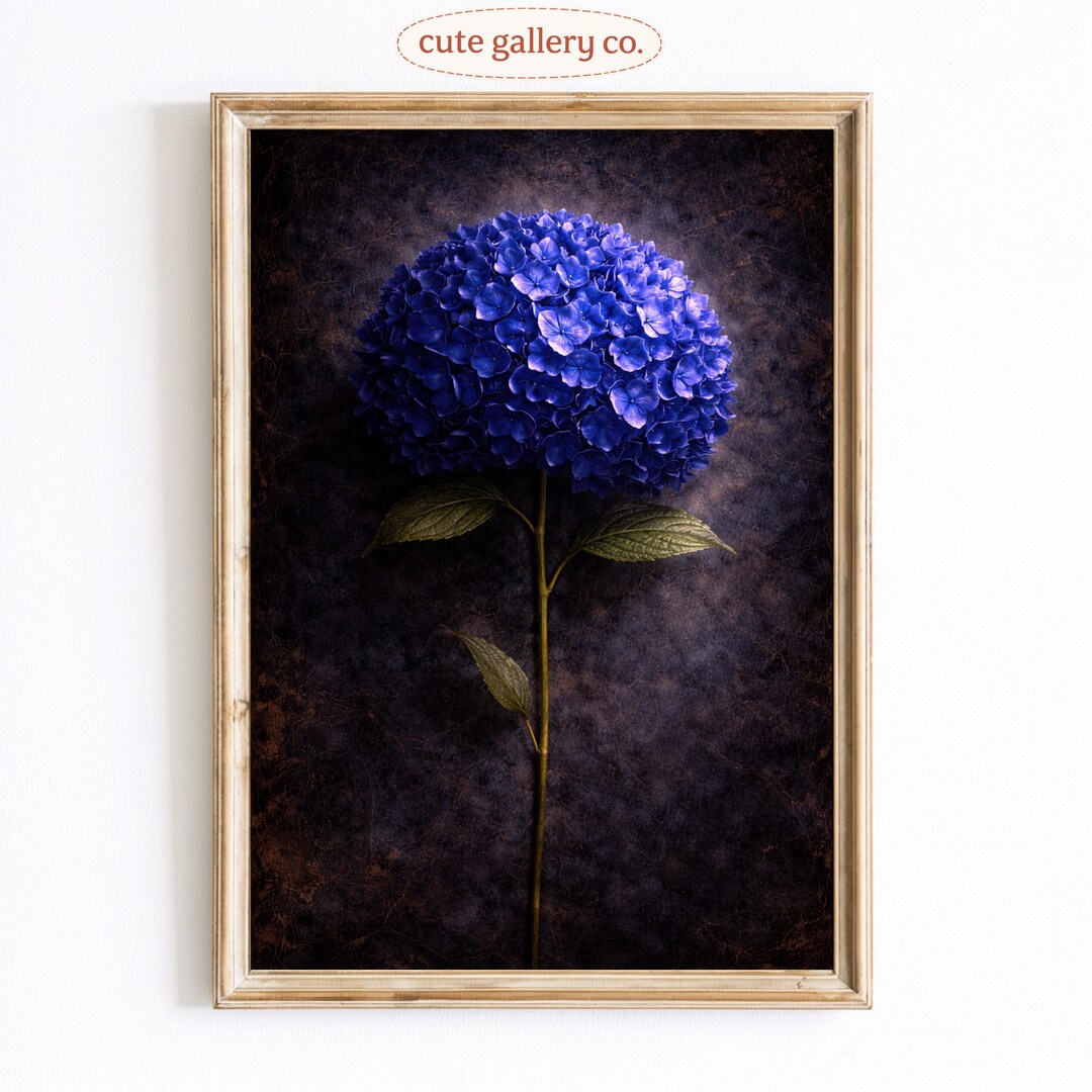 Blue Hydrangea Poster, Botanical Floral Wall Art Print, Elegant Garden ...